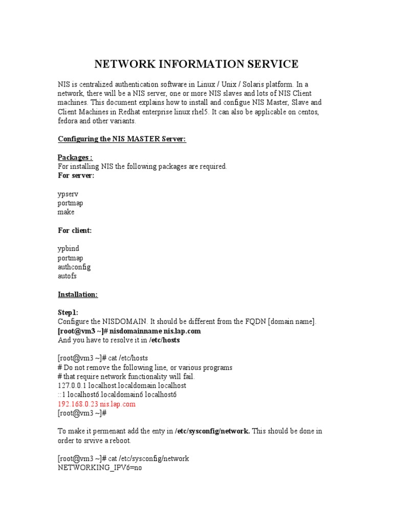 Network Information Service: Configuring The NIS MASTER Server ...