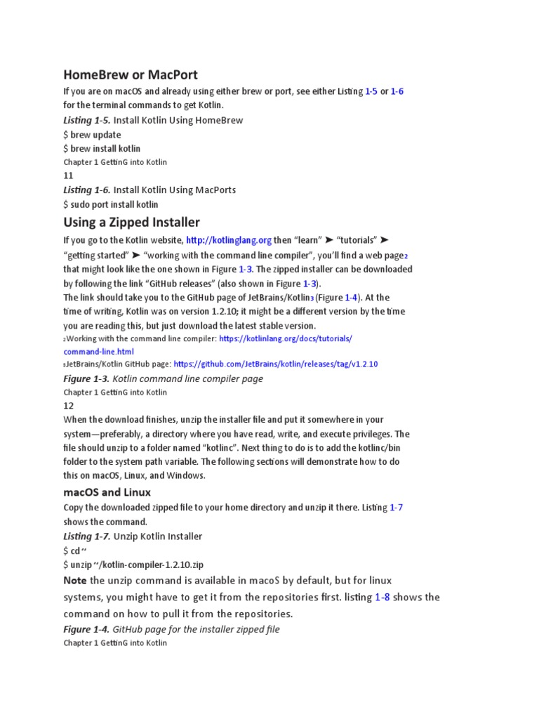 Homebrew or Macport: Listing 1-5. Install Kotlin Using Homebrew | PDF | Zip (File Format ...