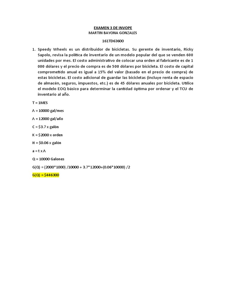 Ejercicios Propuestos INVOPE 2 | PDF | Contabilidad de gestión | Inventario