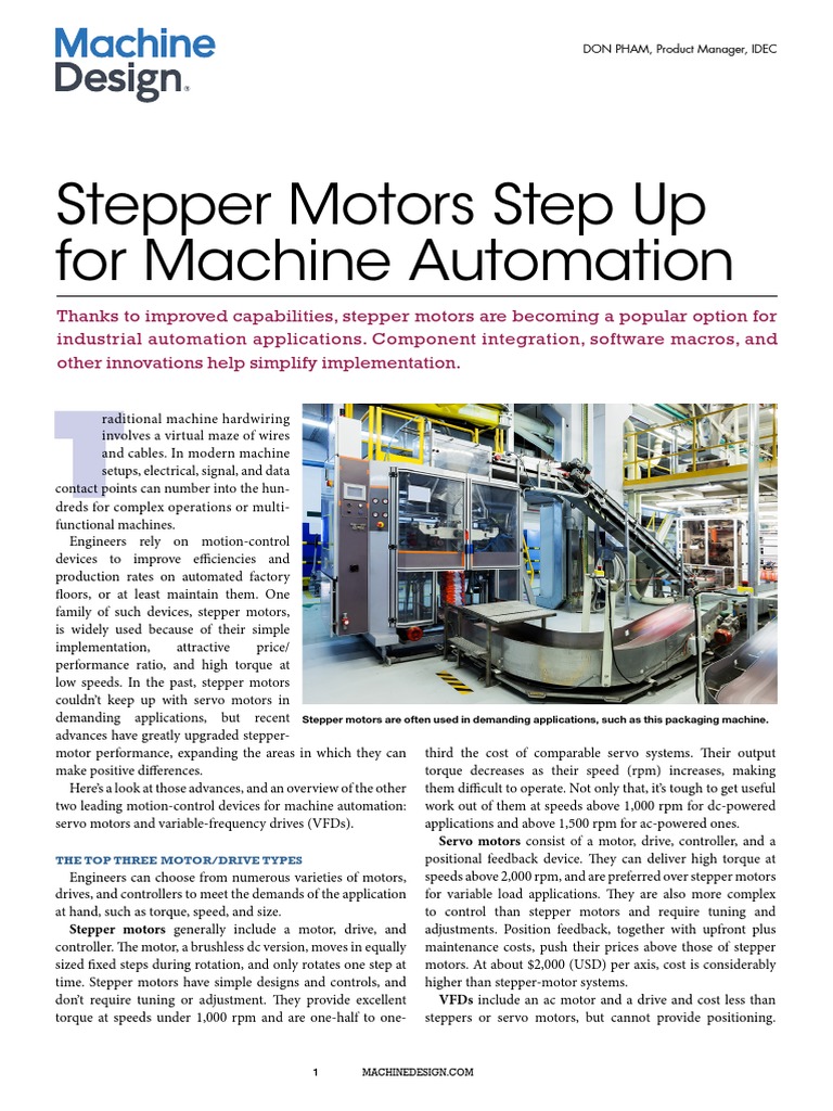 Advances in Stepper Motors for Automation | PDF | Electric Motor ...