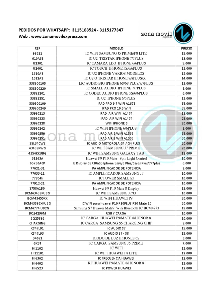 Mobile Device IC Pricing List | PDF | I Phone | Information Appliances