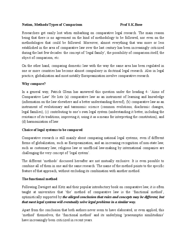 Comparative Public Law-Notion Types Methods of Comparison | PDF ...