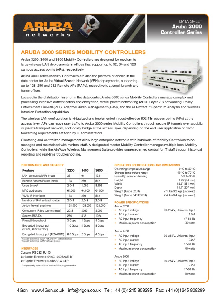 Controleur Aruba 3400 | PDF | Virtual Private Network | Wireless Lan
