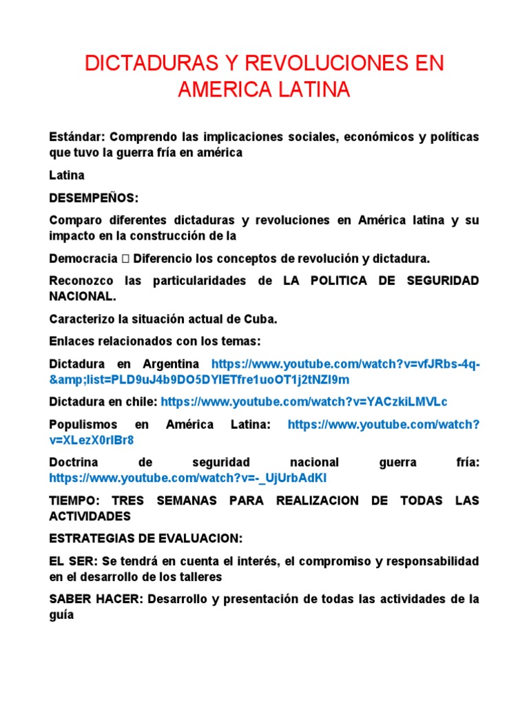 Impacto de Dictaduras en América Latina | PDF | Dictadura | Ciencias ...