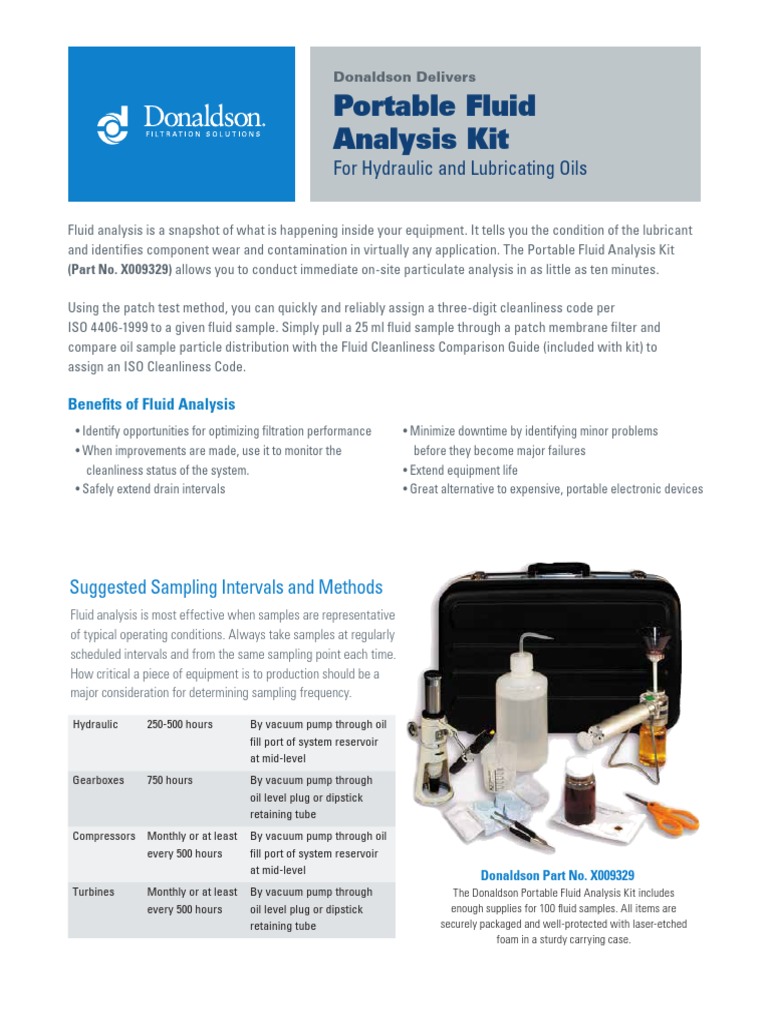 Portable Fluid Analysis Kit: For Hydraulic and Lubricating Oils | PDF ...