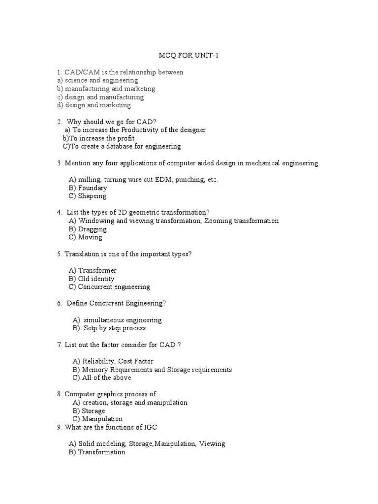 Cad Unit1 | PDF | Computer Aided Design | Engineering