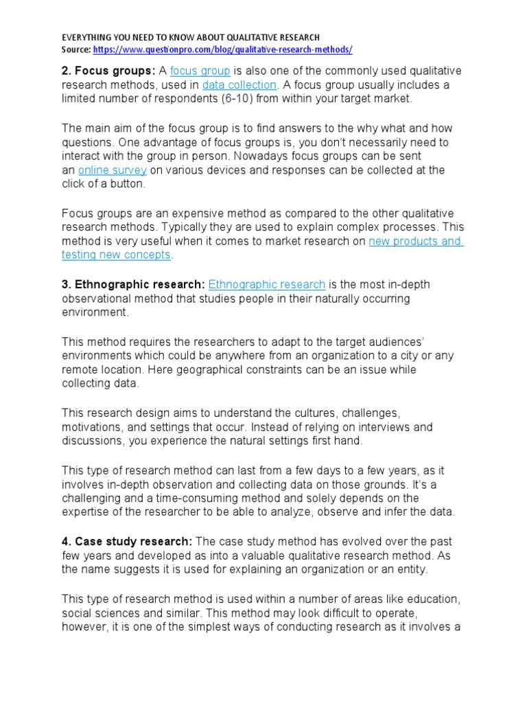 Everything You Need To Know About Qualitative Research Part Ii | PDF | Focus Group | Qualitative ...