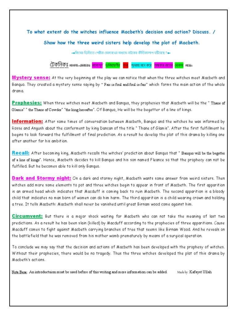 Macbeth ... To What Extent Do The Witches Influence Macbeth | PDF ...