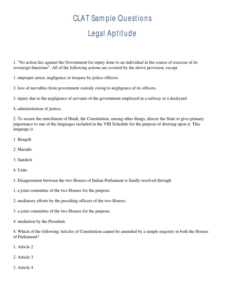 Clat Sample Paper 1 | Download Free PDF | Supreme Court Of India ...