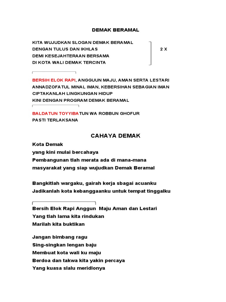 Lagu Demak Beramal | PDF