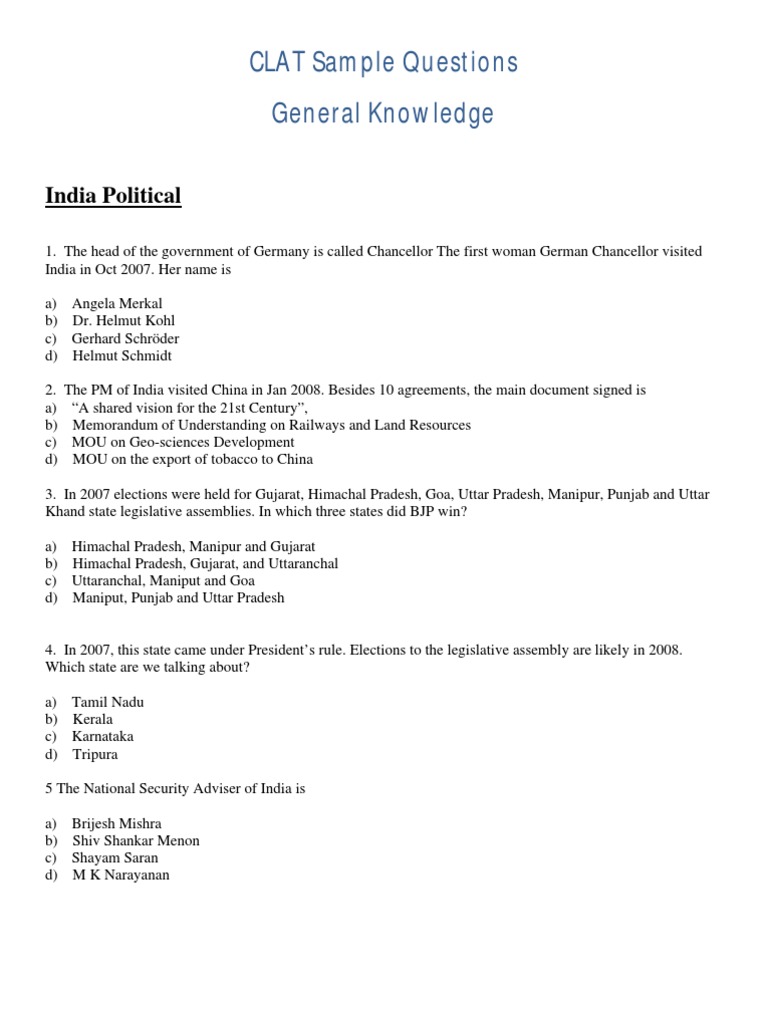 Clat Sample Paper 3 | Intergovernmental Panel On Climate Change | Politics