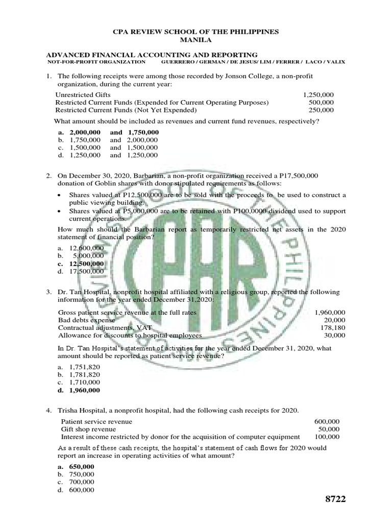 AFAR8722 - Nonprofit Organizations PDF | PDF | Nonprofit Organization | Cash Flow Statement