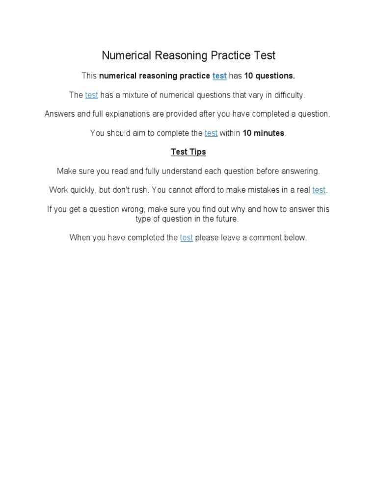 Numerical Rasoning | PDF