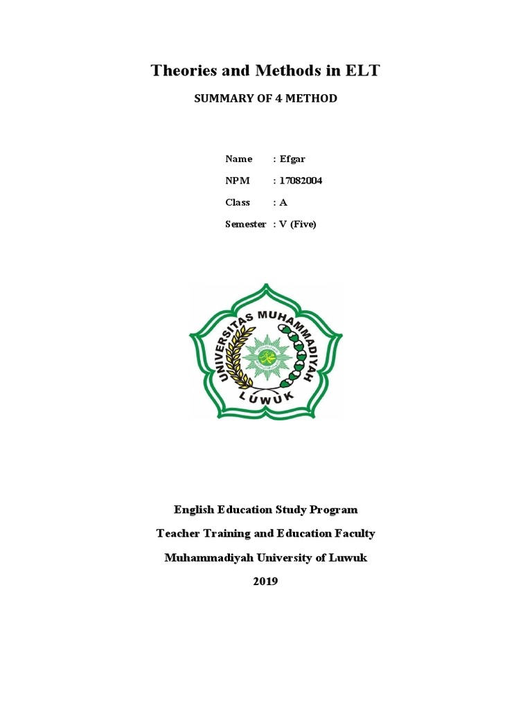 Theories and Methods in ELT: Summary of 4 Method | PDF | Second Language | Reading Comprehension