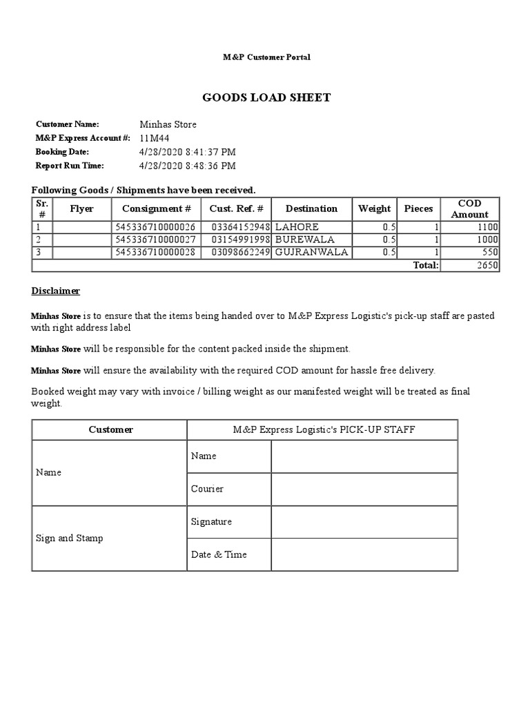 Loadsheet PDF | PDF