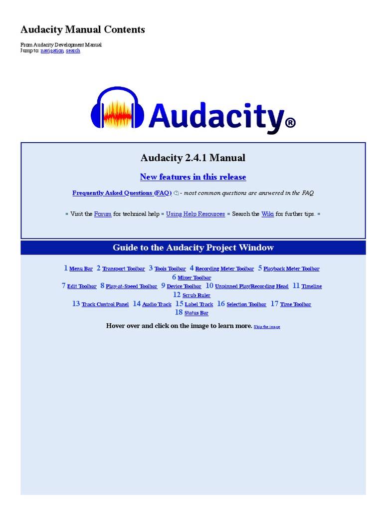 Audacity Manual Contents: New Features in This Release | PDF | Sound ...