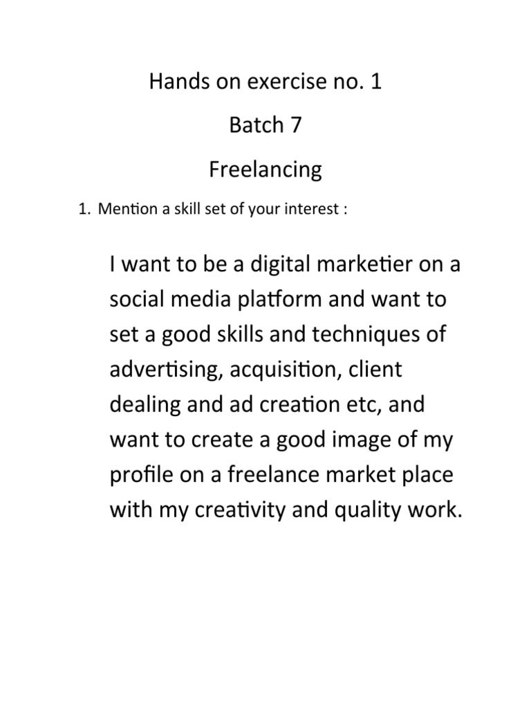 Hands On Exercise No 1 | PDF | Career & Growth