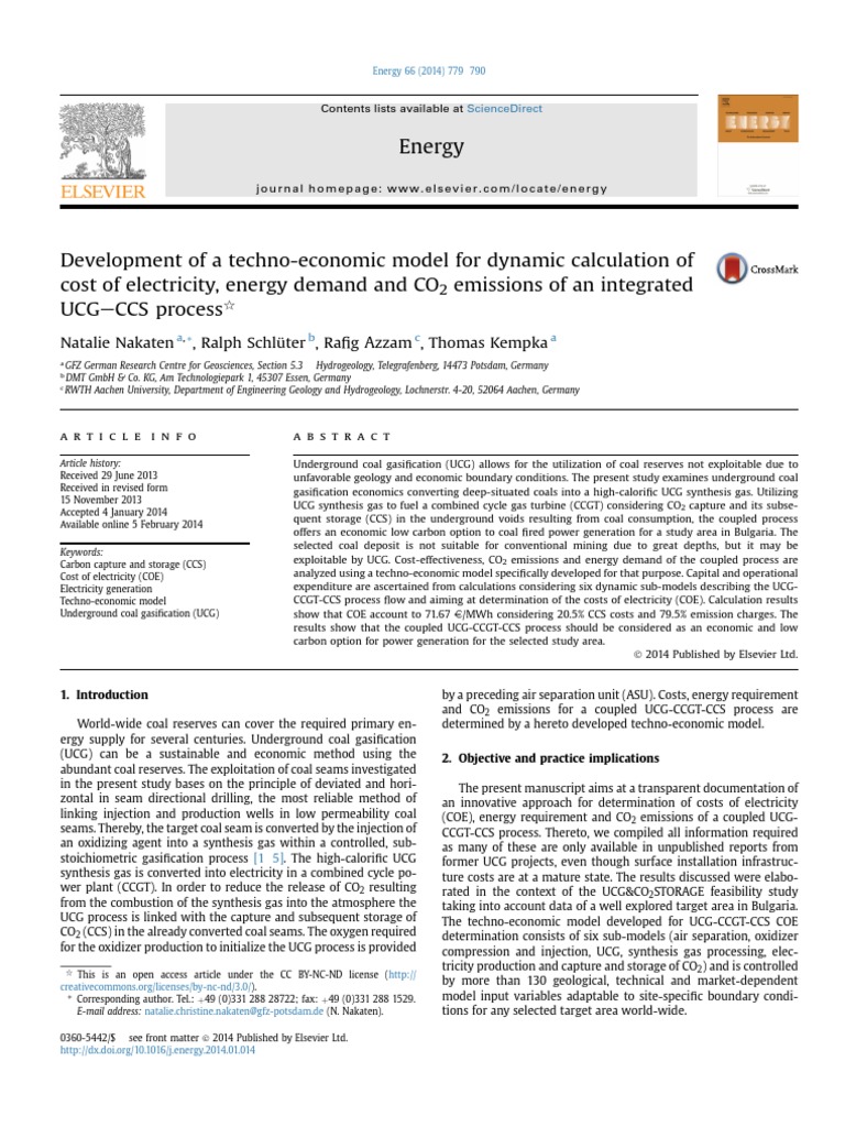 Techno-Economic Model for UCG-CCGT-CCS | PDF | Carbon Capture And ...