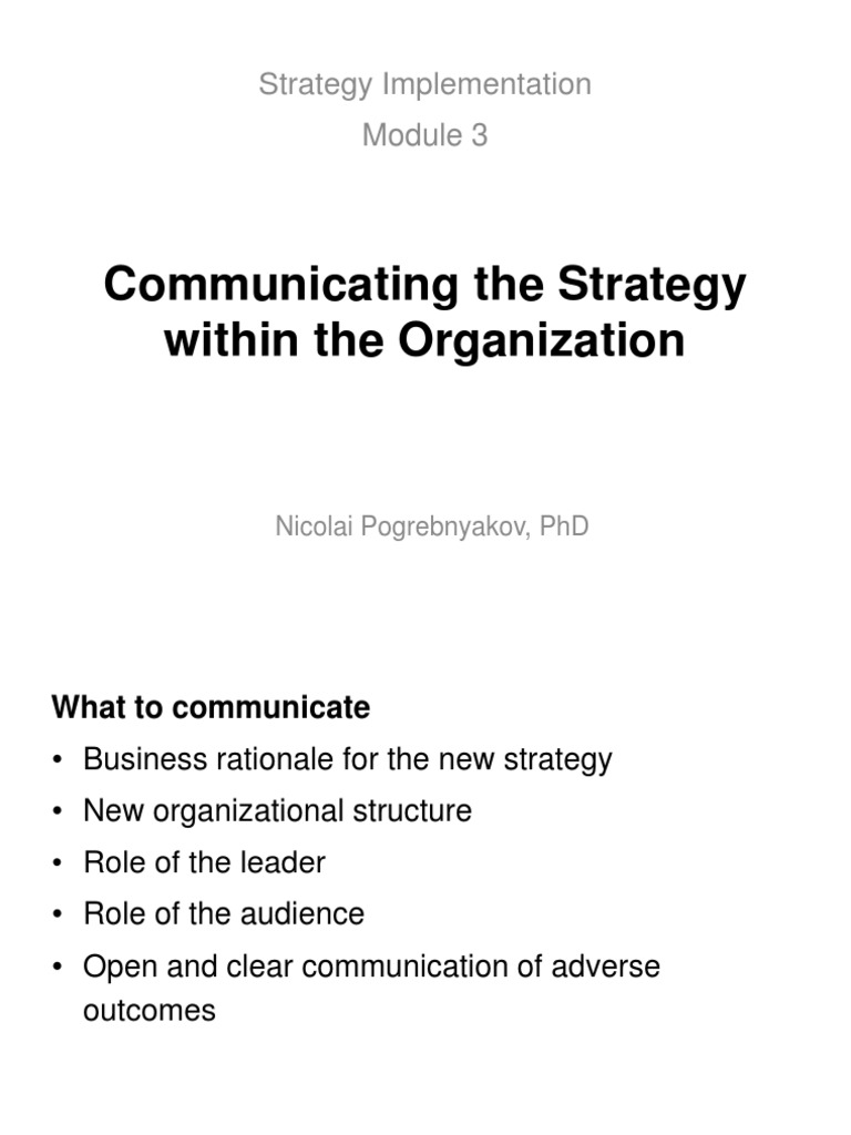 Communicating The Strategy Within The Organization | PDF