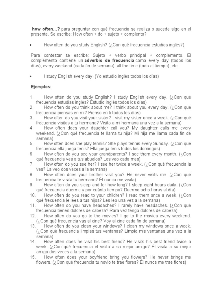 11° How Often | PDF | Verbo | Tipología Lingüística