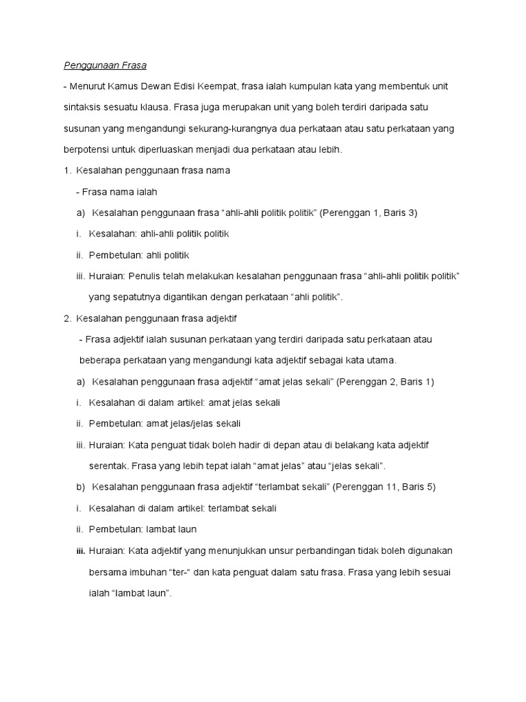 Penggunaan Frasa | PDF