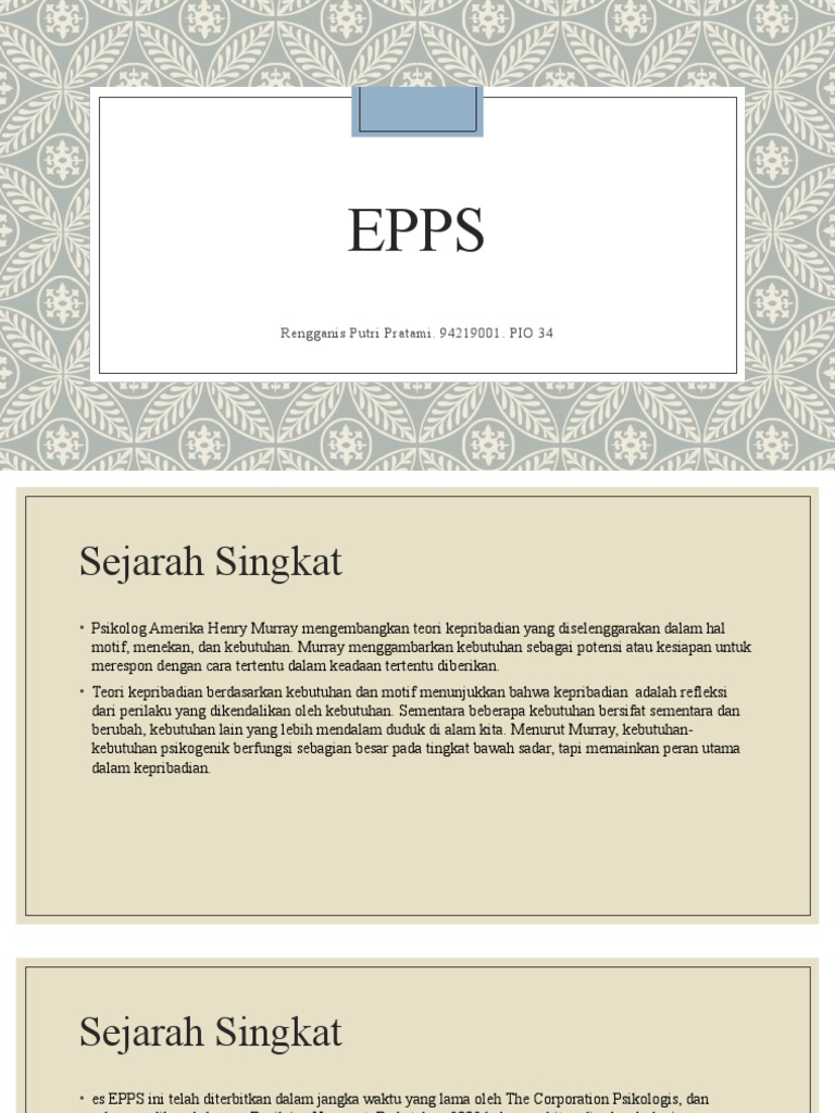 Teori Kebutuhan Henry Murray dan EPPS | PDF | Karier & Perkembangan