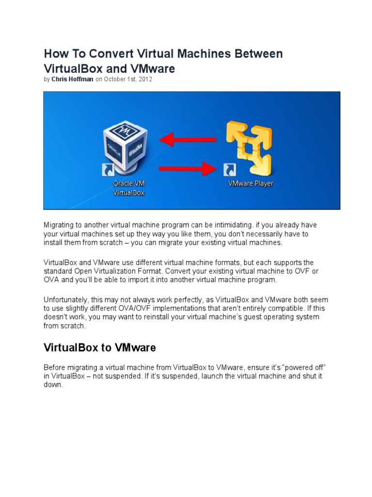 How To Convert Virtual Machines Between VirtualBox and VMware PDF | Download Free PDF | Virtual ...