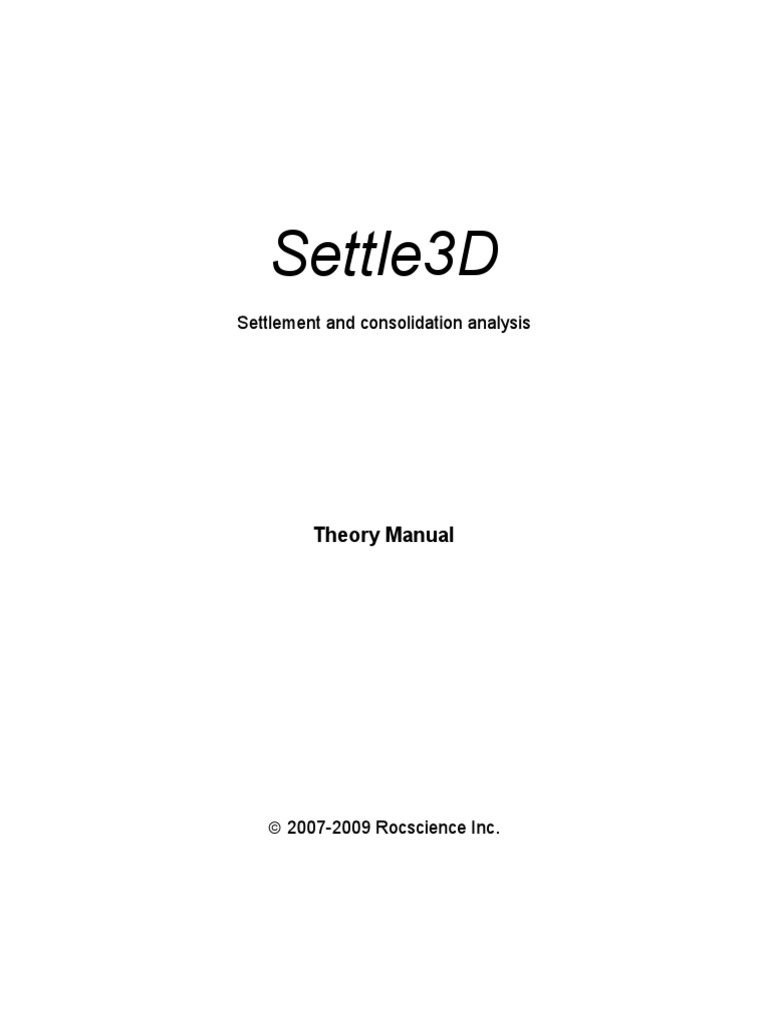 Settle3d Settlement And Consolidation Analysis Pdf Linear