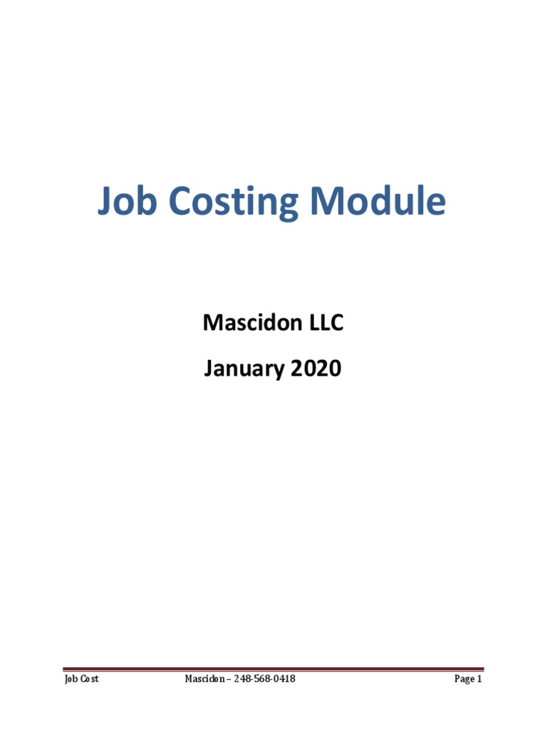 Job Costing Module: Mascidon LLC January 2020 | PDF | Inventory | Receipt