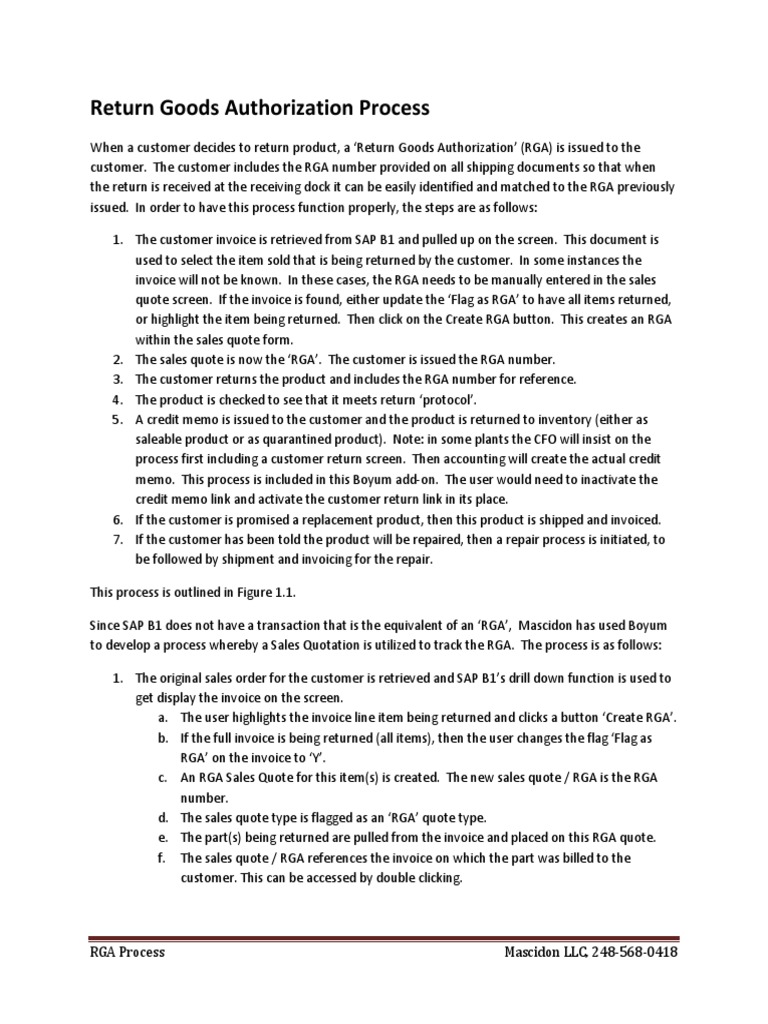 Return Goods Authorization Process - Brochure | PDF | Inventory | Invoice