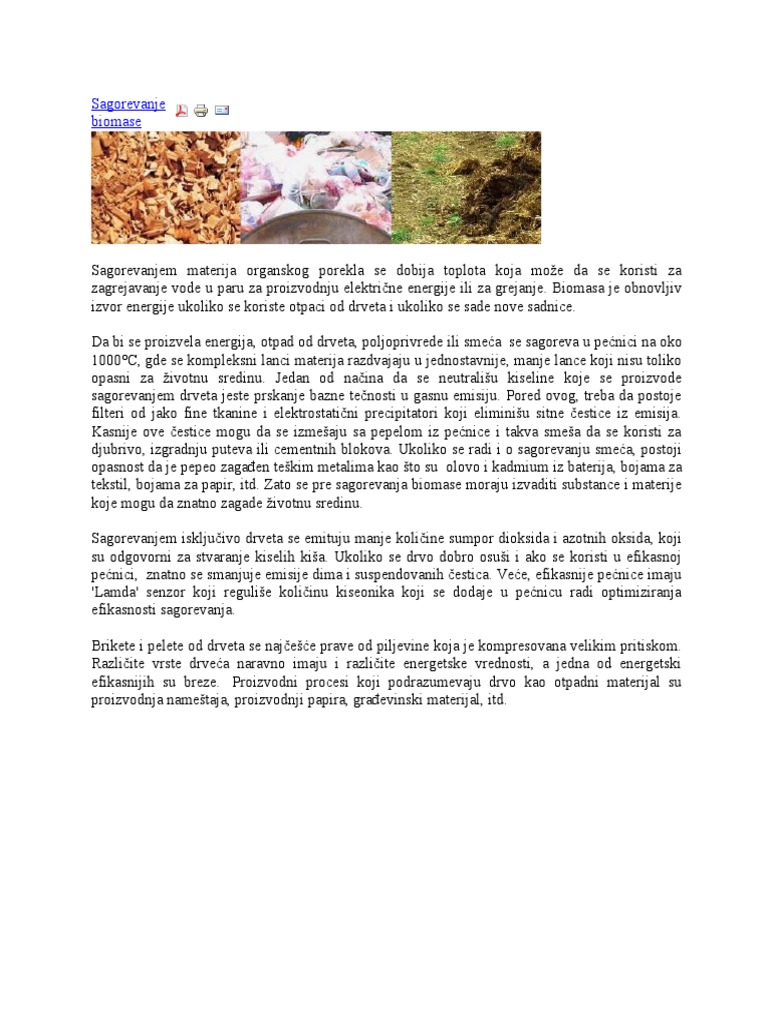 Sagorevanje Biomase | PDF