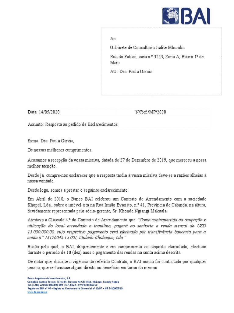 Carta Resposta | PDF | Direito Civil (sistema jurídico) | Informação ...