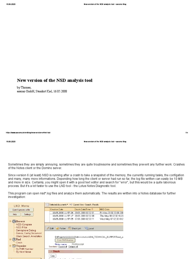 New Version of The NSD Analysis Tool - Assono Blog | PDF | Ibm Notes ...