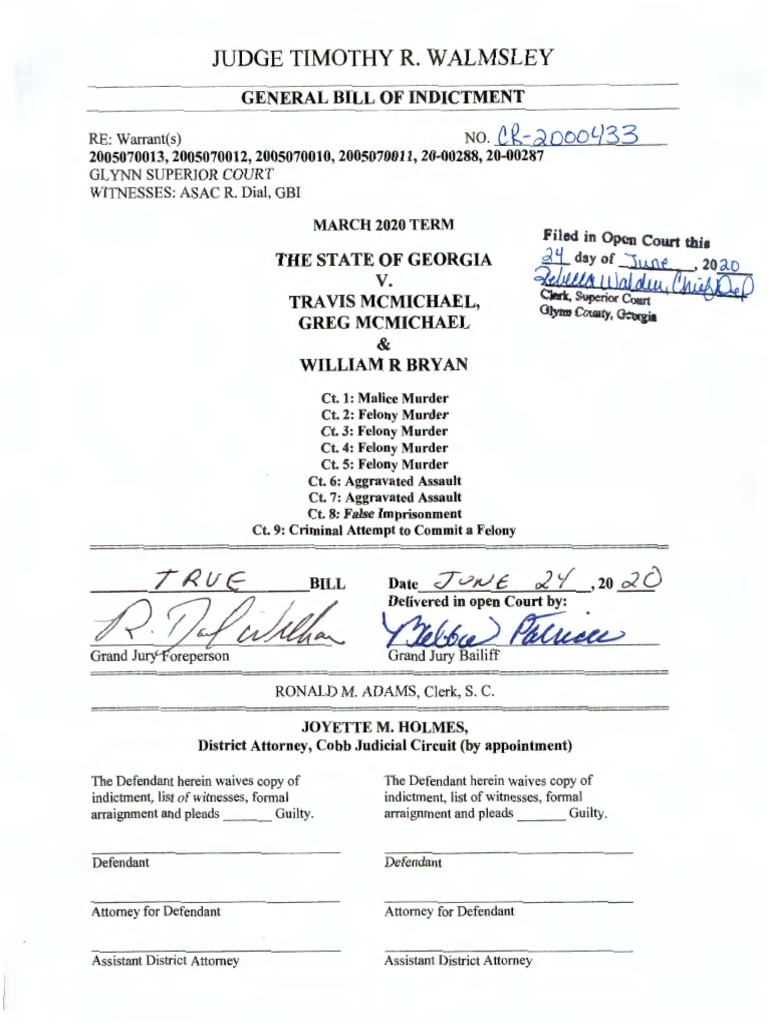 Ahmaud Arbery murder suspects formally indicted on 9 counts each ...