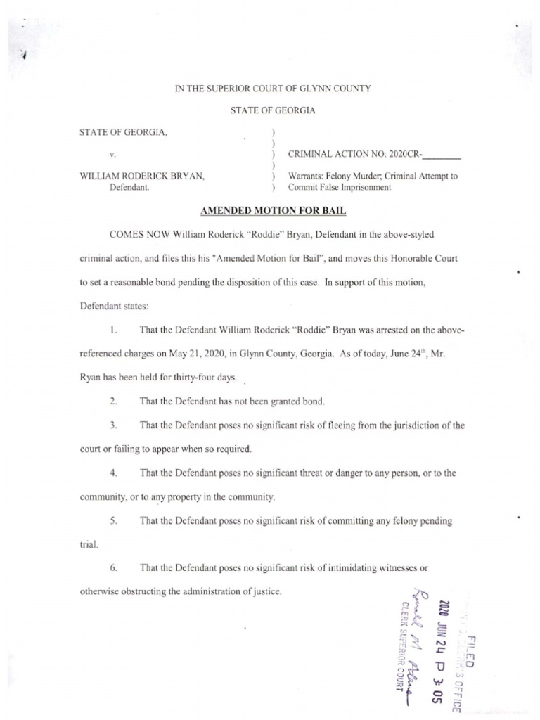 Amended Motion For Bail Filed June 24, 2020 For William R Bryan | PDF