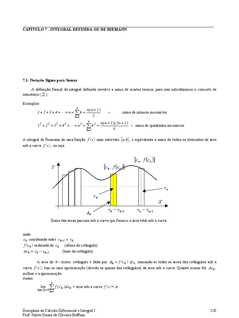 Integral Definida e Teorema de Riemann | PDF | Integrante | Analise ...