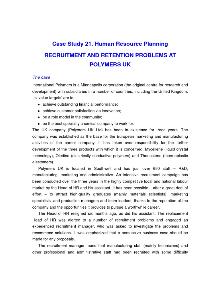 Recruitment Challenges at Polymers UK | PDF | Turnover (Employment ...