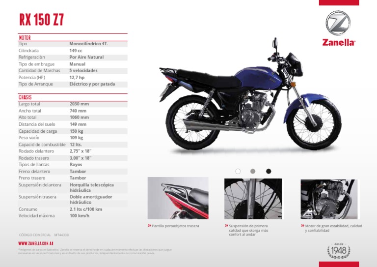 Ficha Técnica RX 150 Z7 PDF | PDF