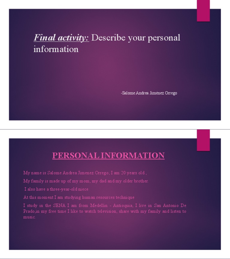 Final Activity: Describe Your Personal: Information | PDF