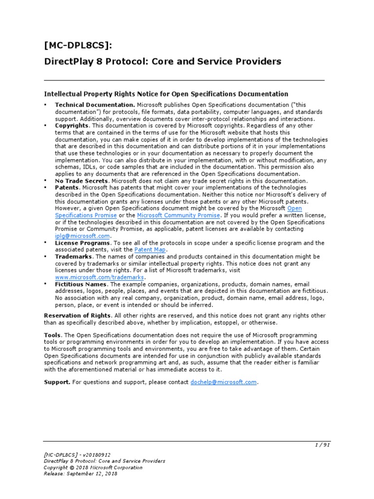 (Mc-Dpl8Cs) : Directplay 8 Protocol: Core and Service Providers | PDF | Peer To Peer | Computer ...