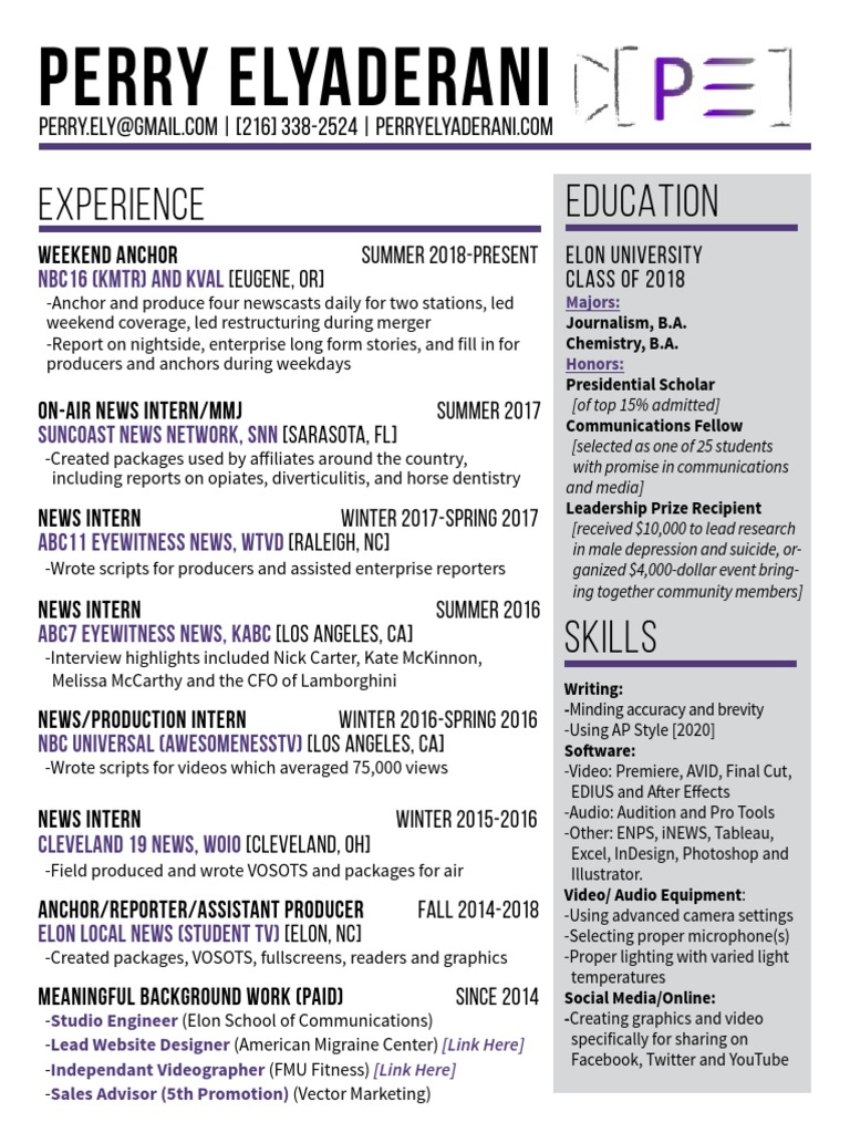 Perry Resume Interactive - June2020 PDF | PDF | News | News Broadcasting