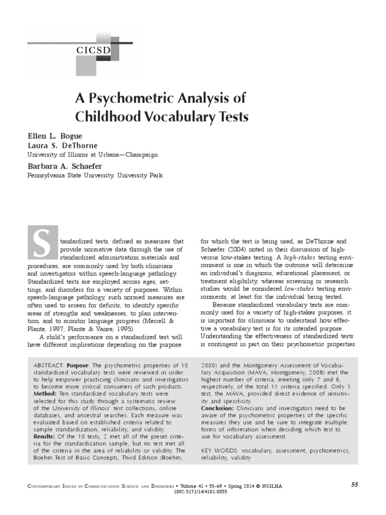 2014S Psychometric Analysis of Childhood Vocab Tests | PDF | Validity ...