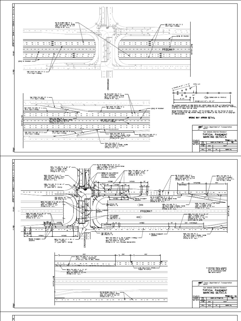 Freeway: Typical Pavement Marking Details | PDF | Road Transport | Road ...