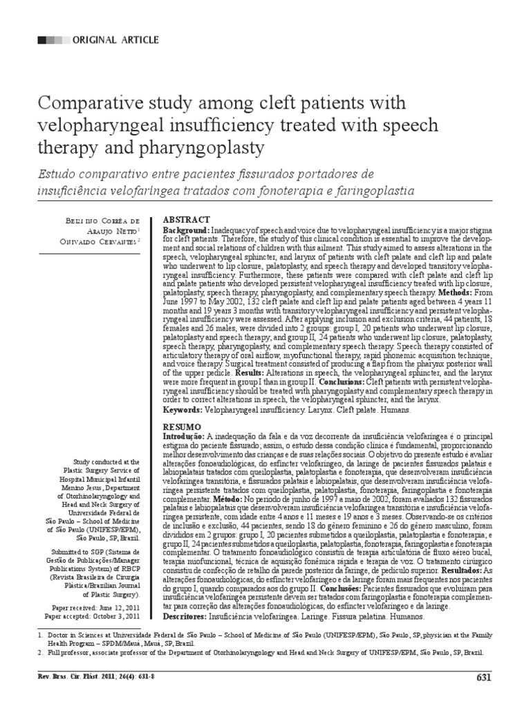 2011 Estudo Comparativo Entre Pacientes Fissurados Portadores de ...