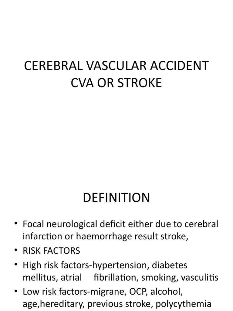 Cerebral Vascular Accident Cva or Stroke | PDF | Science & Mathematics