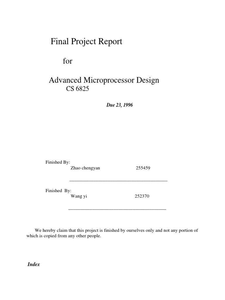 Final Project Report: For Advanced Microprocessor Design | Download ...