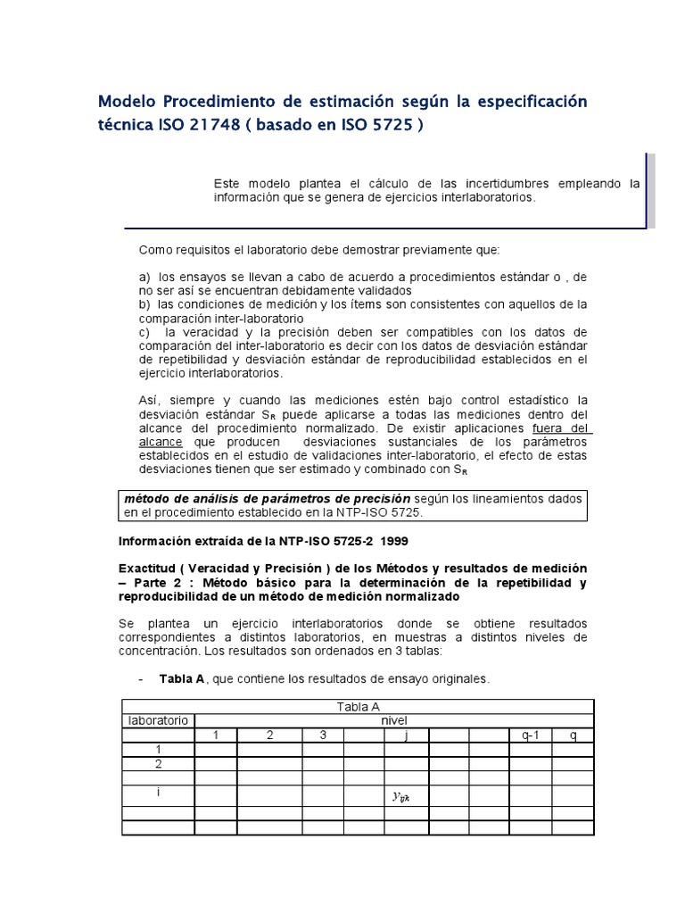 Resumen ISO 5725 | PDF | Desviación Estándar | Medición