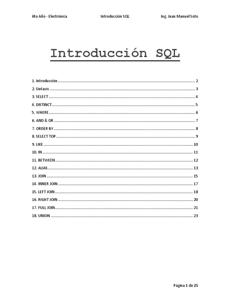 1 - Introduccion SQL | PDF | SQL | Recuperación de información