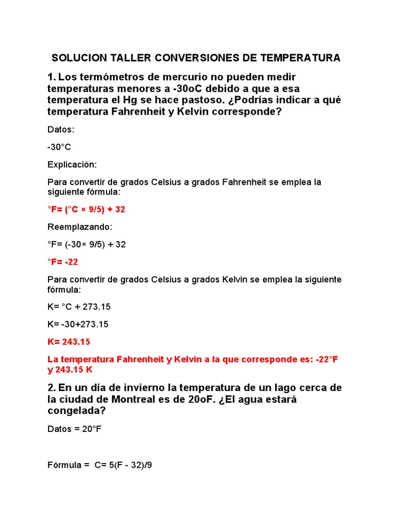 Andrés Rincon - Conversiones de temperatura .docx | PDF | Celsius | Fahrenheit