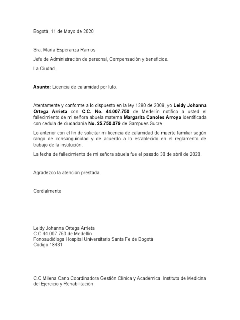 Carta Calamidad | PDF